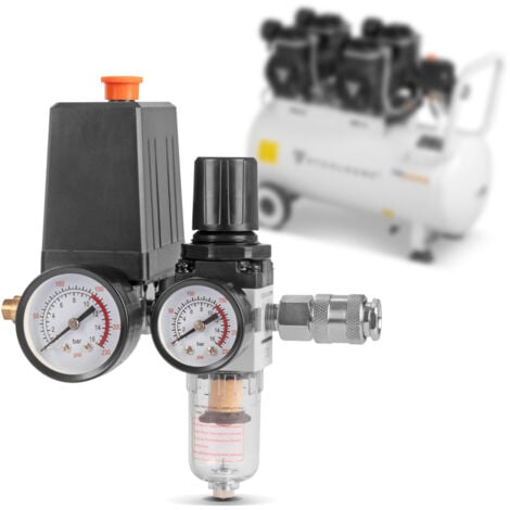 STAHLWERK pressostato 0-10 bar Regolatore di pressione con manometro ...