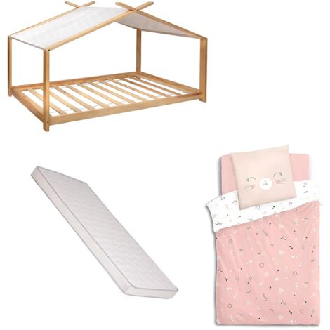 Lit ILAN Avec Son Matelas Et Parure Chat Atmosphera
