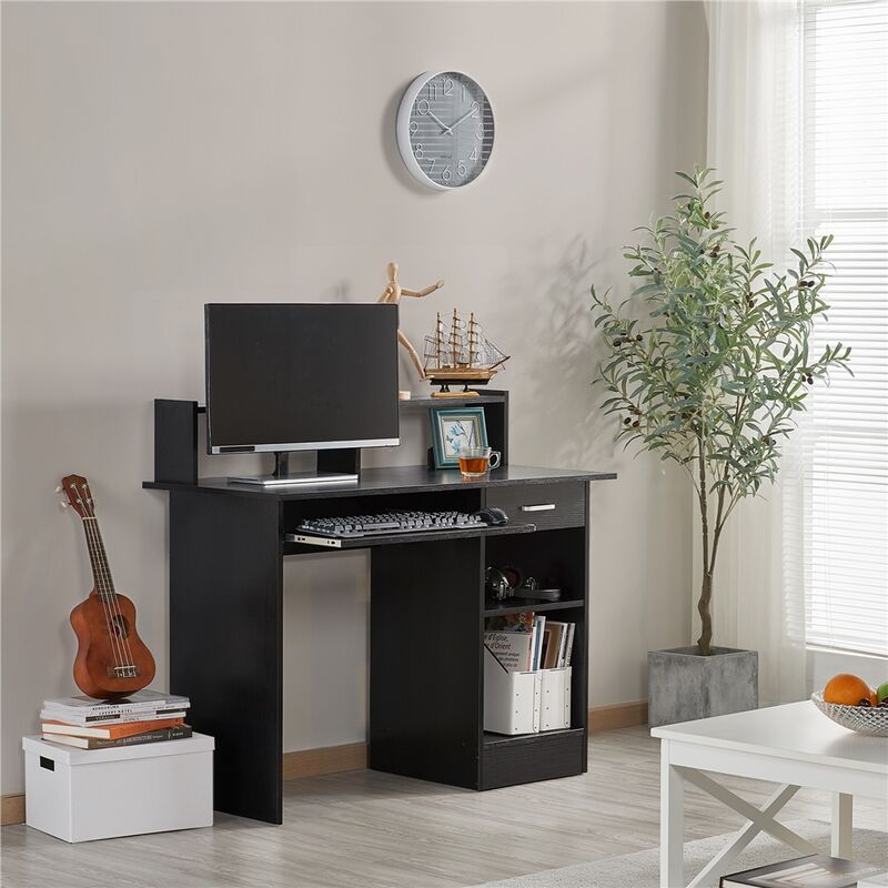 Yaheetech compact computer desk with drawer and storage shelf for home office store
