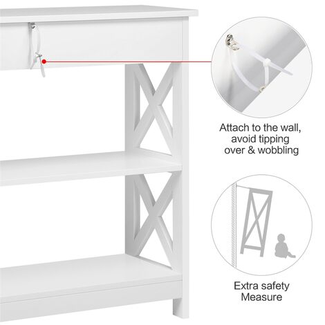 Yaheetech Side Table Industrial Console Table with Drawer, White