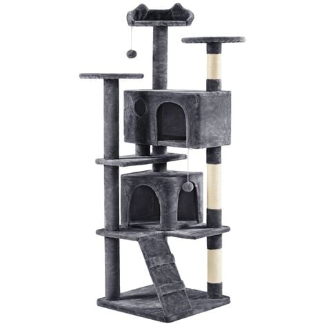 Yaheetech Cat Tree Kitten Tree Tower w/ 2 Condos & 2 Fur Balls & 3 ...