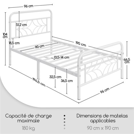 Yaheetech 3ft Single Modern Bed Frame Metal Platform Bed with Sparkling ...
