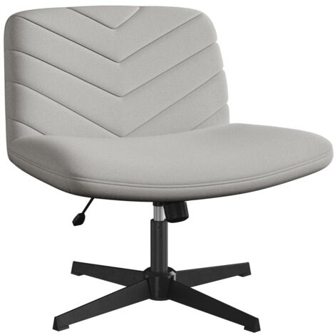 Yaheetech Fabric Swivel Desk Chair with No Arms Light Grey