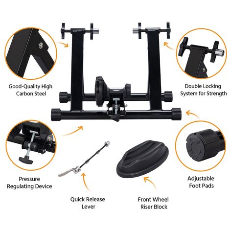 Yaheetech Foldable Indoor Bike Trainer Magnetic Resistance Bicycle Turbo Trainer Black