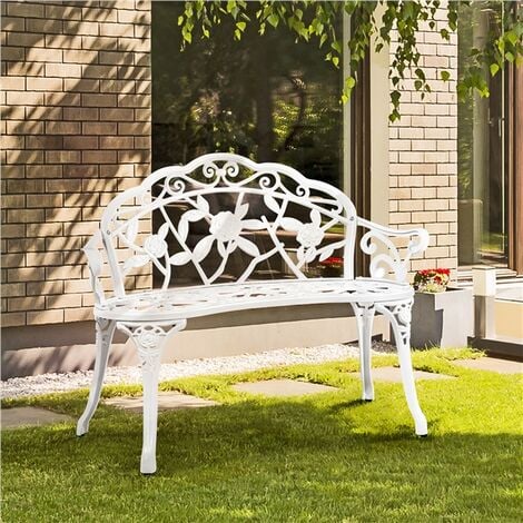 Yaheetech Aluminum Garden Bench Outdoor Patio Bench White