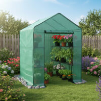 Zelsius Serre serre à feuilles avec 8 étagères 195 x 143 x 143 cm