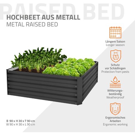 ML-Design Letto Rialzato per Giardino 90x90x30 cm 240 L Antracite ...