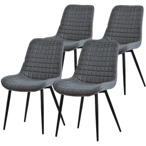 ML-Design Set di 4 Sedie per Sala da Pranzo Antracite Rivestimento in Materiale Sintetico Gambe ...