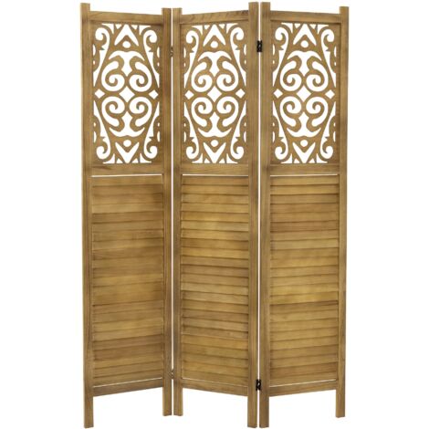 ML-Design Paravento Pieghevole 3 Pannelli "Tokio" in Legno Naturale ...