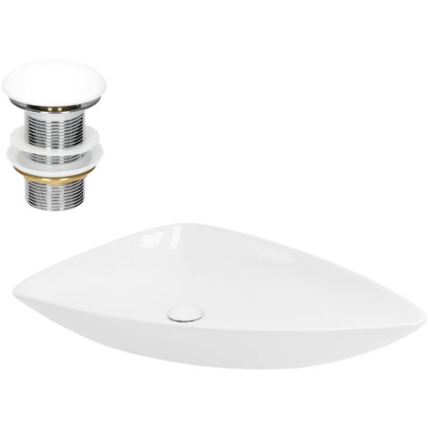 ML-Design Lavabo d' Appoggio in Ceramica Bianco Lucido Triangolare ...