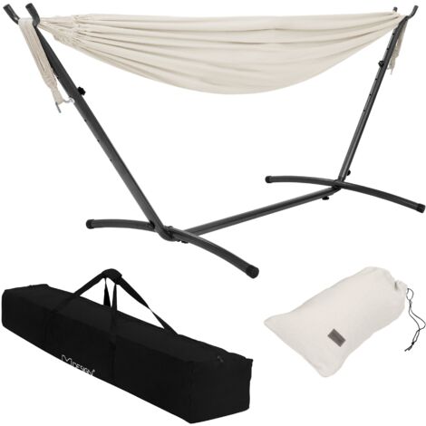 ML-Design Hamaca Doble con Estructura de Acero Beige Espacio para 2 ...