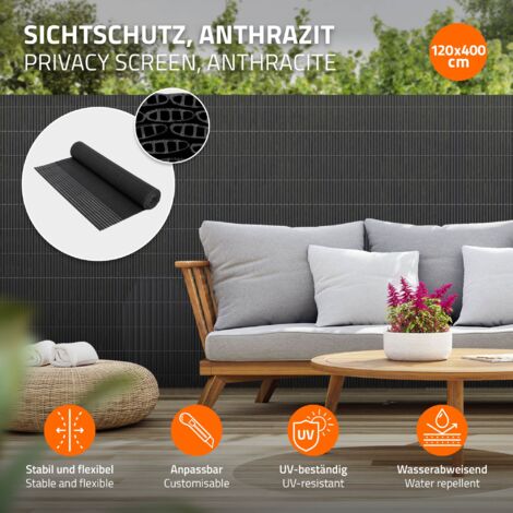 ECD Germany Cañizo de PVC 120x400 cm Antracita Valla de Proteccion de 3 ...