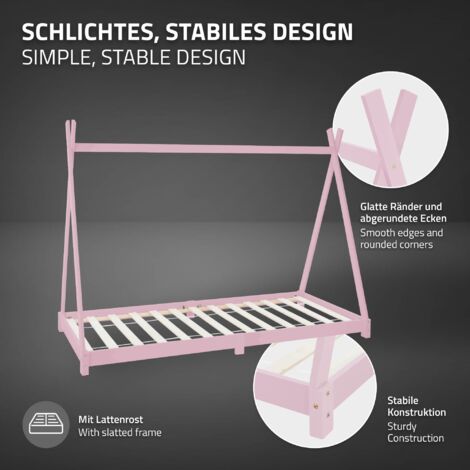 ML-Design Cama Infantil Tipi Rosa 90x200 cm + Colchón de Espuma Fría ...