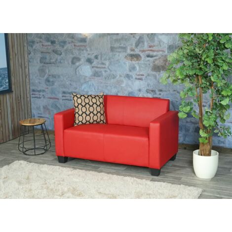 [NEUWERTIG] 2er Sofa Couch Moncalieri Loungesofa Kunstleder rot