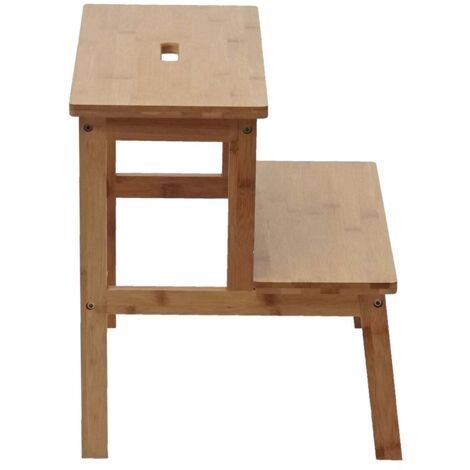 Tritthocker HHG-735, Stufenhocker Trittbank Holzhocker, Bambus 43x47x38cm