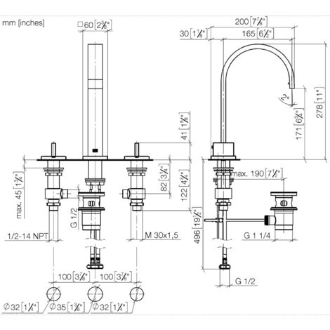 Dornbracht MEM Mélangeur lavabo 3 trous avec rosaces simples,