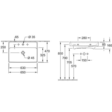 Villeroy & Boch Collaro lavabo, avec trop-plein, non