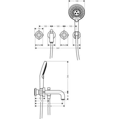 hansgrohe AXOR Citterio Mélangeur bain 3 trous avec poignées