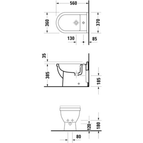 Duravit Starck 3 - Bidet sur pied avec trop-plein, blanc 2230100000