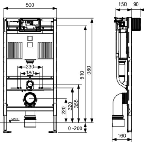 TECEprofil module WC avec réservoir de chasse uni, hauteur 980mm,