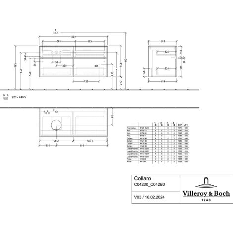 Villeroy & Boch Collaro Meuble sous-lavabo, montage mural, 4