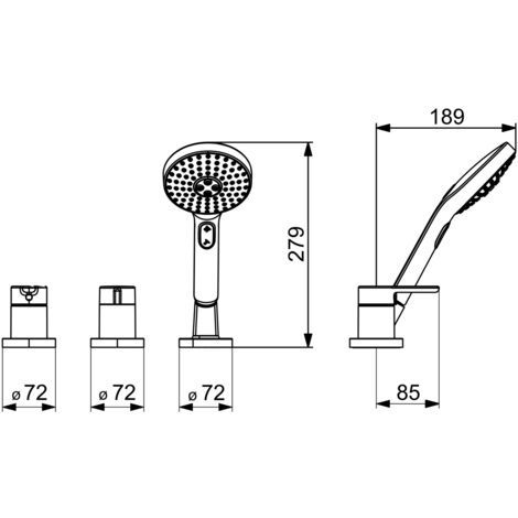 Hansa Designo - Mitigeur de baignoire, installation à 3 trous, chrome ...