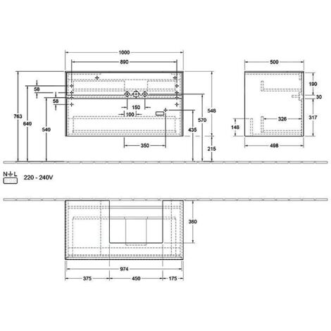 Villeroy & Boch Collaro Meuble sous-lavabo, lavabo à droite,