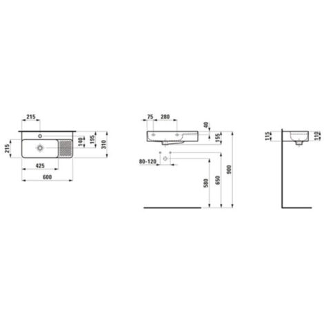 LAUFEN VAL lavabo COMPACT, sans trou pour robinetterie, avec