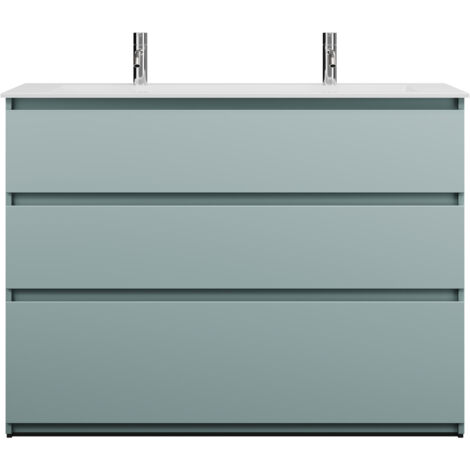 burgbad Lin20 lavabo en fonte minérale blanc mat avec 2 trous