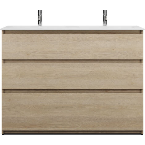 burgbad Lin20 lavabo double en fonte minérale blanc brillant avec