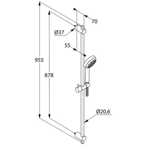 KLUDI LOGO Set de douchettes, longueur 955mm, douchette à un jet,