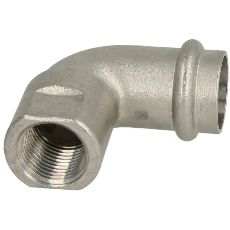 Raccord à sertir en inox équerre 15 mm F x 1/2’’ FF contour V