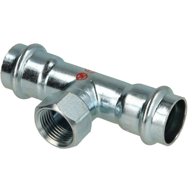 Raccord à sertir en acier C raccord T 42 x 1/2’’ x 42 mm F/FF/F contour V