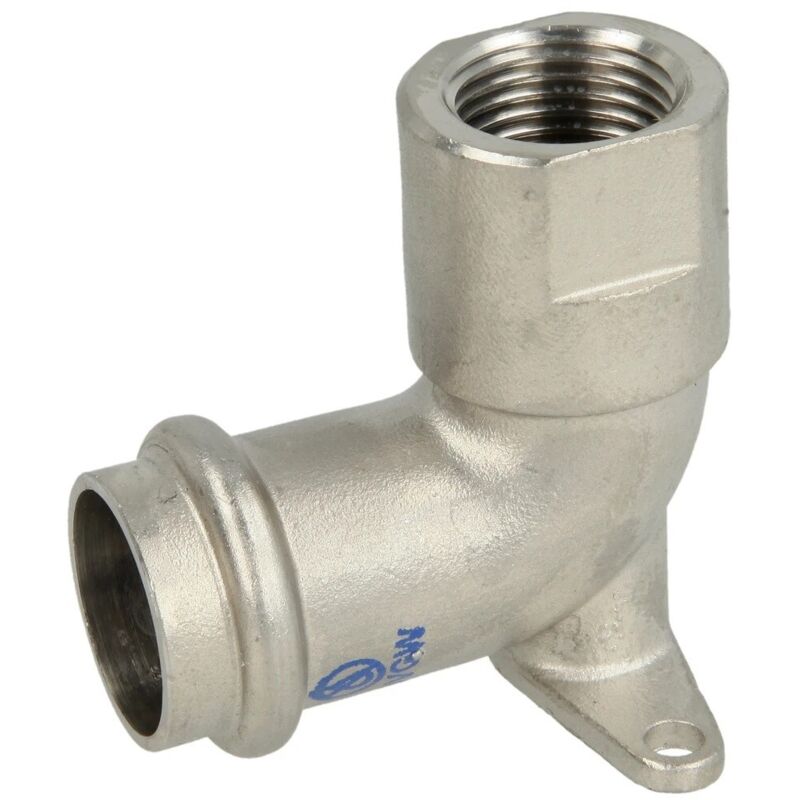 Raccord à sertir inox applique murale 15 mm F x 1/2’’ FF contour V