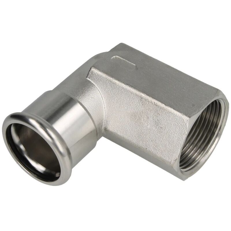 Raccord à sertir inox équerre 28 mm x 1'' FF avec contour M