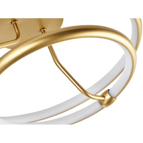 Modern Designer Satin Gold LED Ceiling Light with Double Ring ...