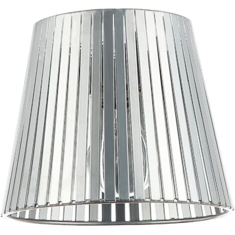 Industrial Retro Matte Silver Light Shade with Flat Metal Strips 18cm ...