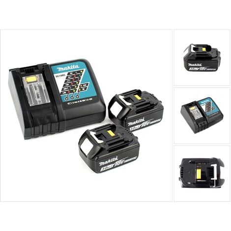 Makita Kit Power Set con 2x Batterie BL 1830 B 3,0 Ah 18 V + Caricatore rapido DC 18 RC