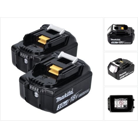 Makita BL 1830 B Set 2x Batterie 18 V 3,0 Ah / 3000 mAh ( 2x 197599-5 ) con indicatore LED ...
