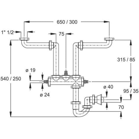 Siphon D'évier Peu Encombrant Avec 2 Entrées Et 3 Raccords Auxiliaires ...