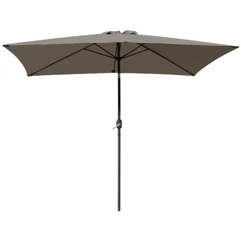 2x3M Taupe Garden Parasol with Cover Patio Sun Shade Aluminium Crank ...
