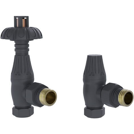 Traditional Thermostatic TRV Antique Design Angled Radiator Rad Valves ...
