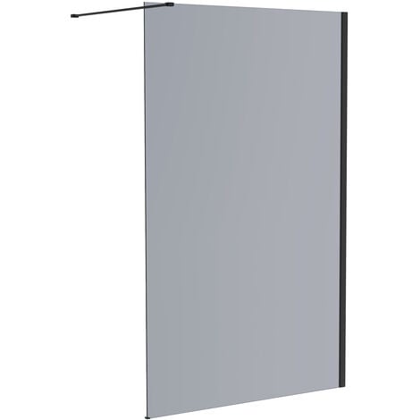Walk in Shower Enclosure 8mm Smoked Easy Clean Glass Wet Room Screen Panel 1400 x 1950mm