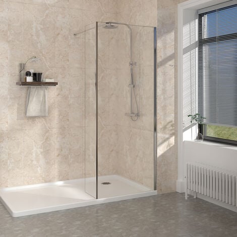 NRG Walk in Shower Enclosure Wet Room Panels Easy Clean Glass 700mm ...