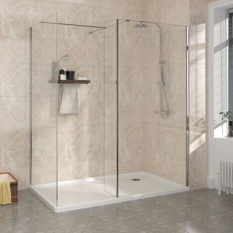 Wet Room Walk in Easy Clean Glass Screen Panel Chrome Shower Enclosure ...