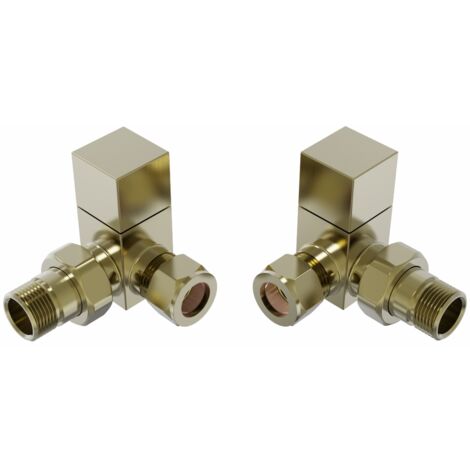 Modern Square Corner Radiator Valves Heated Towel Rail Rad Pair Brushed ...