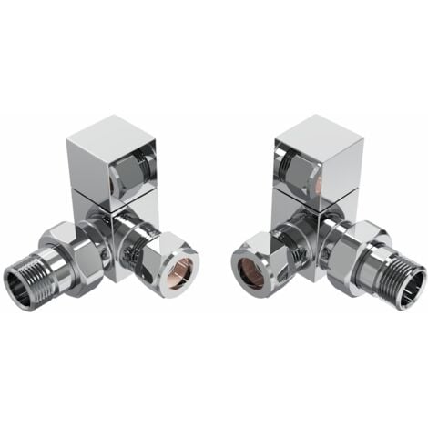 Designer Bathroom Radiator Heated Towel Rail Valves Chrome Pair Square ...
