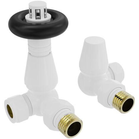 Traditional TRV Thermostatic 1/2" x 15mm Corner White Radiator Valves ...