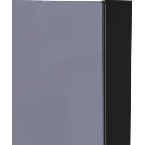 NRG Matt Black 8mm Walk In Shower Enclosure Wet Room Grey Glass Screen 2 Pieces 1200mm and 900mm ...