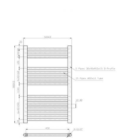 800x500 Straight Central Heating Towel Rail Bathroom Heated Rad ...
